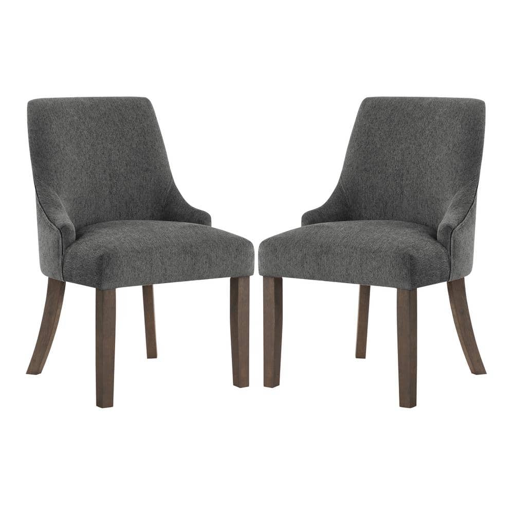 OSP Home Furnishings Leona Charcoal Fabric Dining Chair with Grey ...
