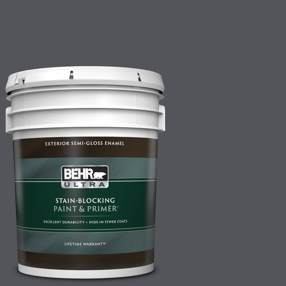 BEHR ULTRA 5 gal. #N510-6 Orion Gray Semi-Gloss Enamel Exterior Paint ...