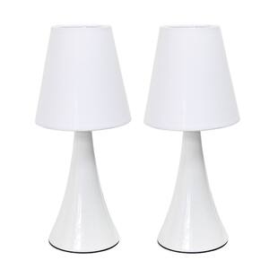 Simple Designs 11.42 in. Mini Touch Table Lamp Set with Fabric Shades ...