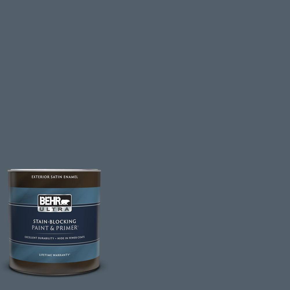 BEHR ULTRA 1 qt. #ECC-35-3 Thunder Bay Satin Enamel Exterior Paint ...