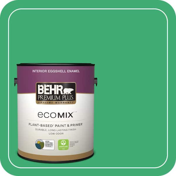 BEHR PREMIUM PLUS 1 gal. #460B-5 Fresh Greens Eggshell Enamel EcoMix ...