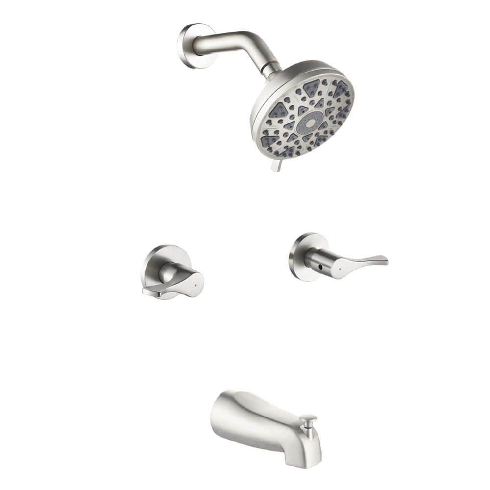 FLG 2 Handle 6-Spray Tub and Shower Faucet 1.8 GPM Modern Rain Wall ...