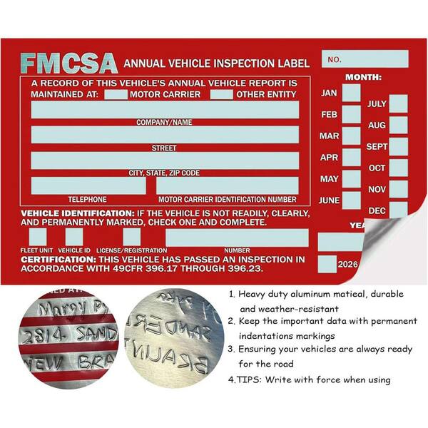 Sticker Requirements Annual Vehicle Inspection Report 50 Pack Vehicle ...