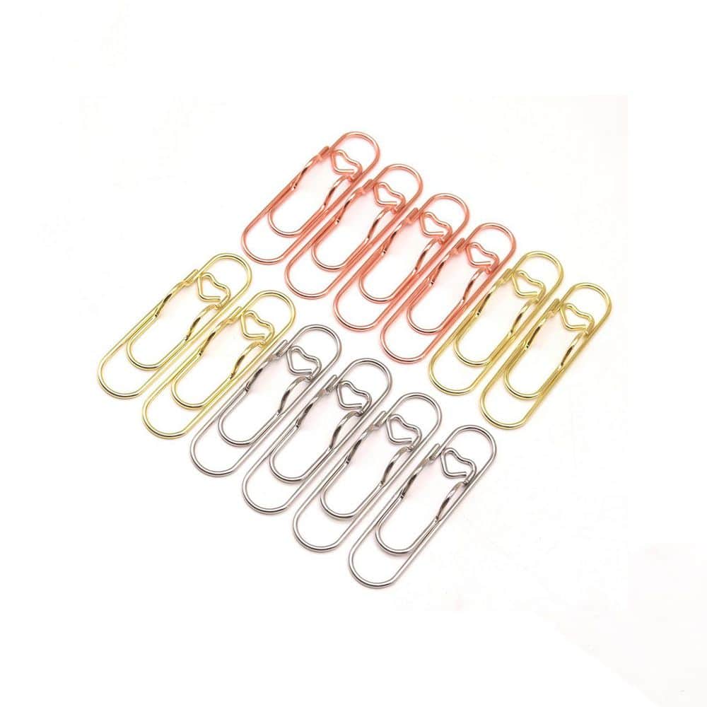 Afoxsos 12-Pack Jumbo Heart Metal Pen Holder Clips Silver Office Supply ...