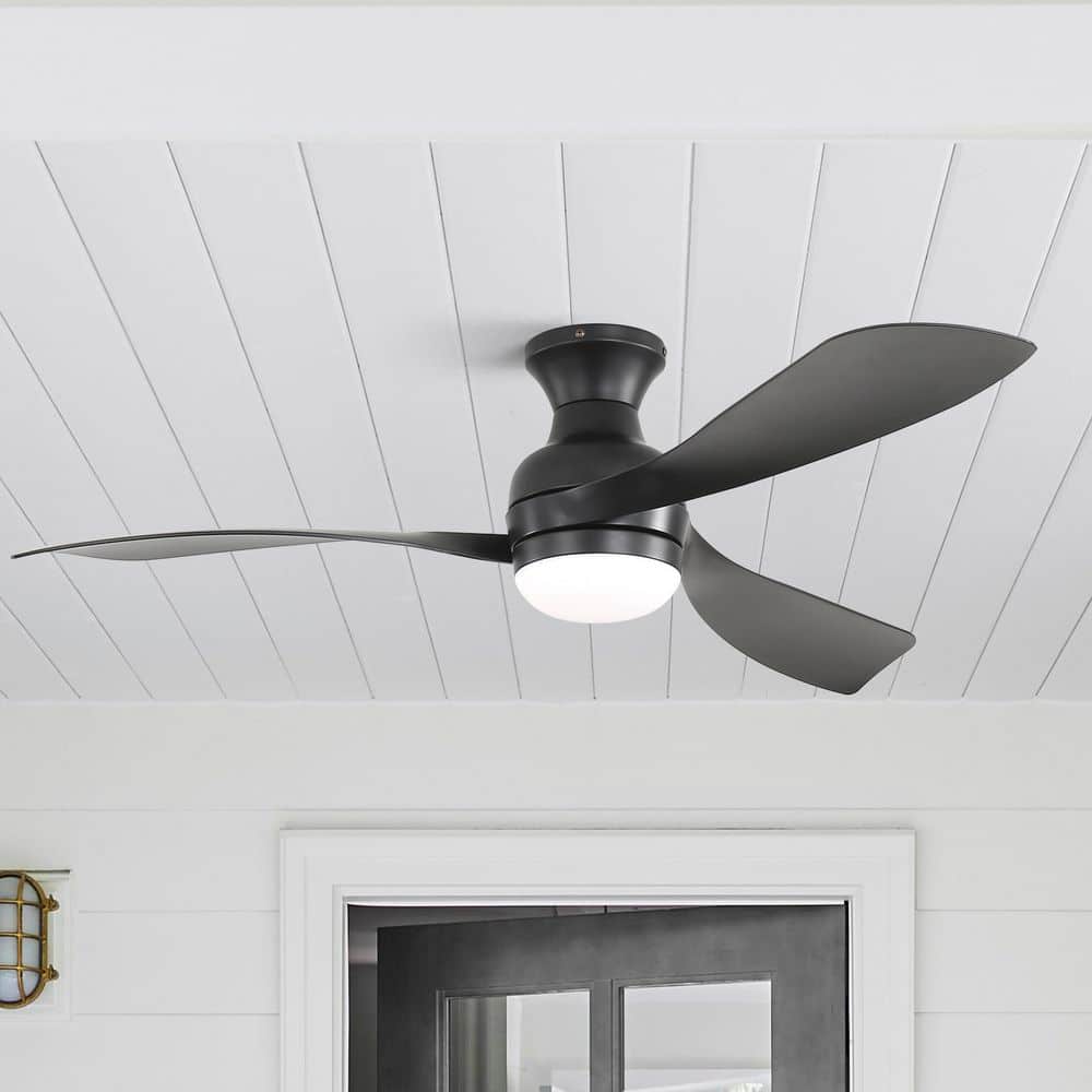 CACI Mall 52 in. Indoor/Outdoor Integrated LED Flush Mount Black ...