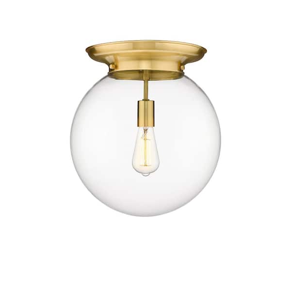 Innovations Beacon 14 in. 1-Light Satin Gold Art Nouveau Flush Mount ...