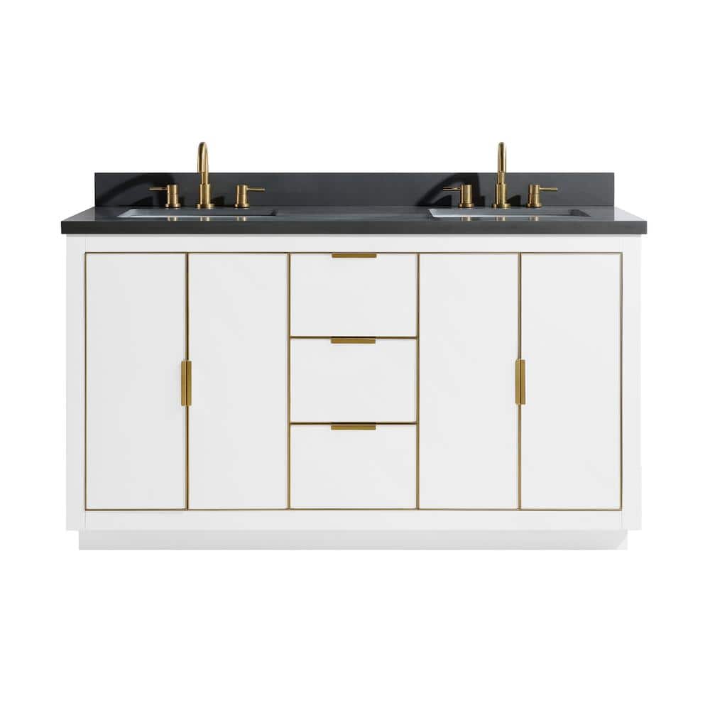 Avanity Austen 61 in. W x 22 in. D Bath Vanity in White with Gold Trim ...