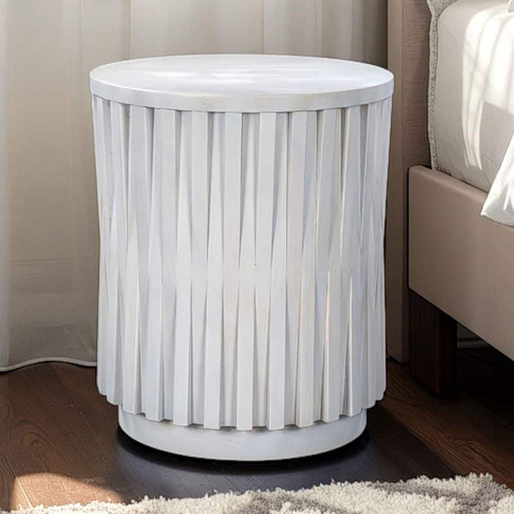 Carolina Chair & Table Hatteras 20 in. Round White Wood Vertical Weave ...