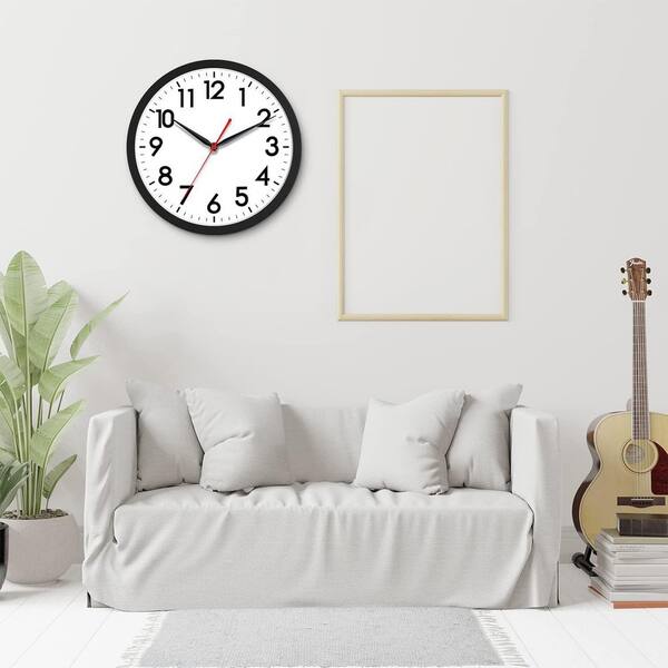 Black Analog Plastic Silent Non-Ticking Wall Clock Z0B5TCNF73 - The ...