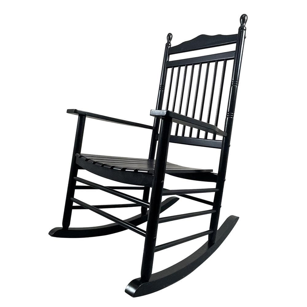 GAWEZA Black Wood Outdoor Rocking Chair JYCRJR1104BK - The Home Depot