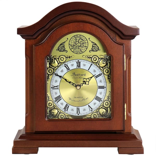 Bedford Clock Collection Redwood Mantel Clock with Chimes 986117802M ...