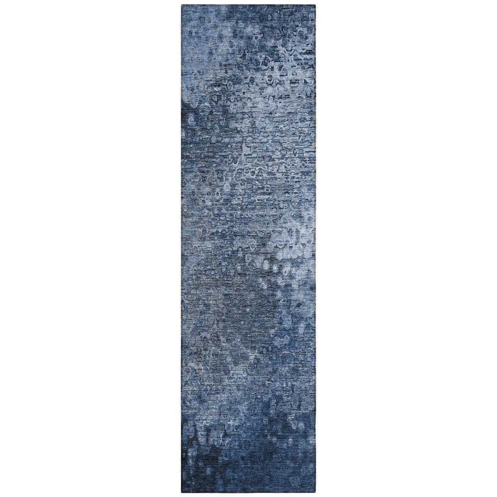 HomeRoots Blue 2 ft. x 8 ft. Woven Border Runner Indoor/Outdoor Area ...