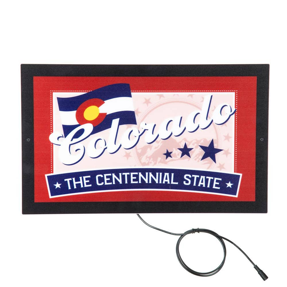 Evergreen 18 in. x 11 in. Colorado State Flag Plug-In LED Lighted Sign ...