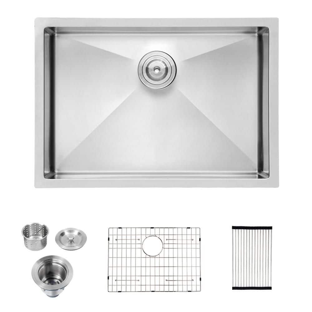28 in. Undermount Deep Single Bowl 16-Gauge Stainless Steel Kitchen ...