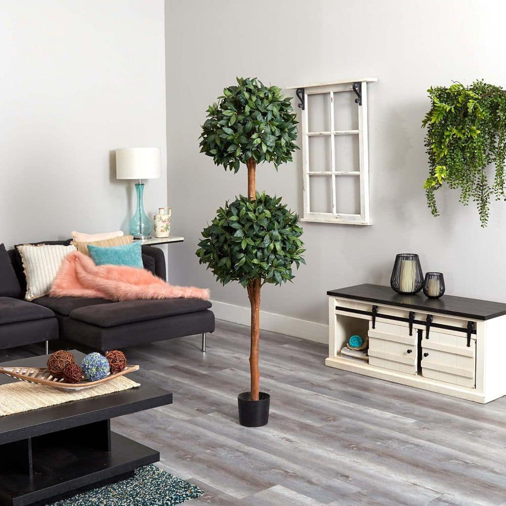 6 ft. Artificial Topiary Tree in Black Pot for Indoor/Outdoor 1 in Pack ...