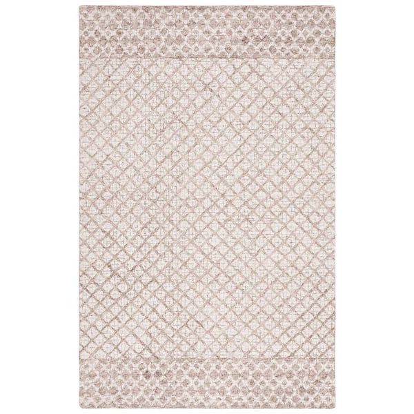 SAFAVIEH Abstract Ivory/Brown 4 ft. x 6 ft. Geometric Distressed Area ...