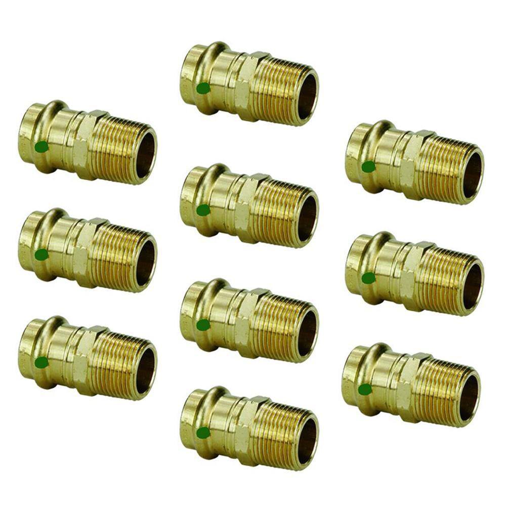 Viega ProPress 1/2 in. Press x 3/8 in. MPT Zero-Lead Bronze Reducing Adapter (10-Pack) 79210 ...