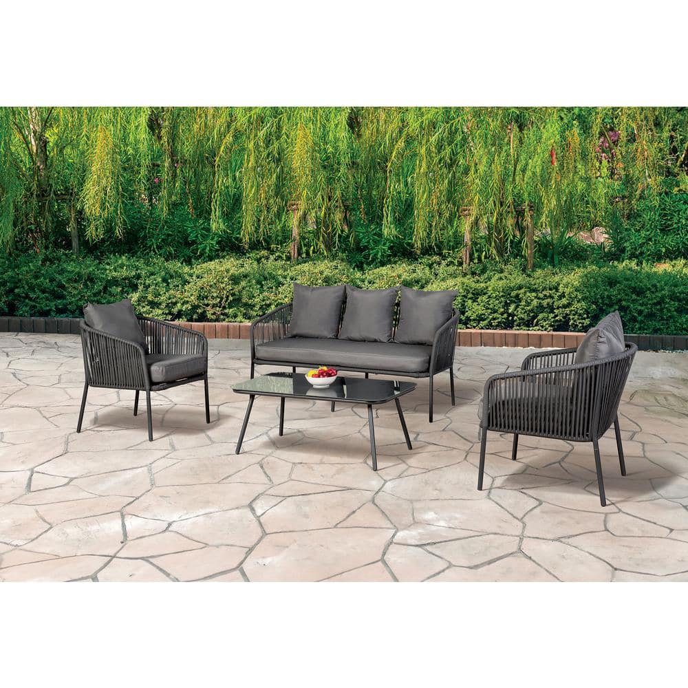 Furniture of America Serenade Dark Gray 4-Piece Metal Patio ...