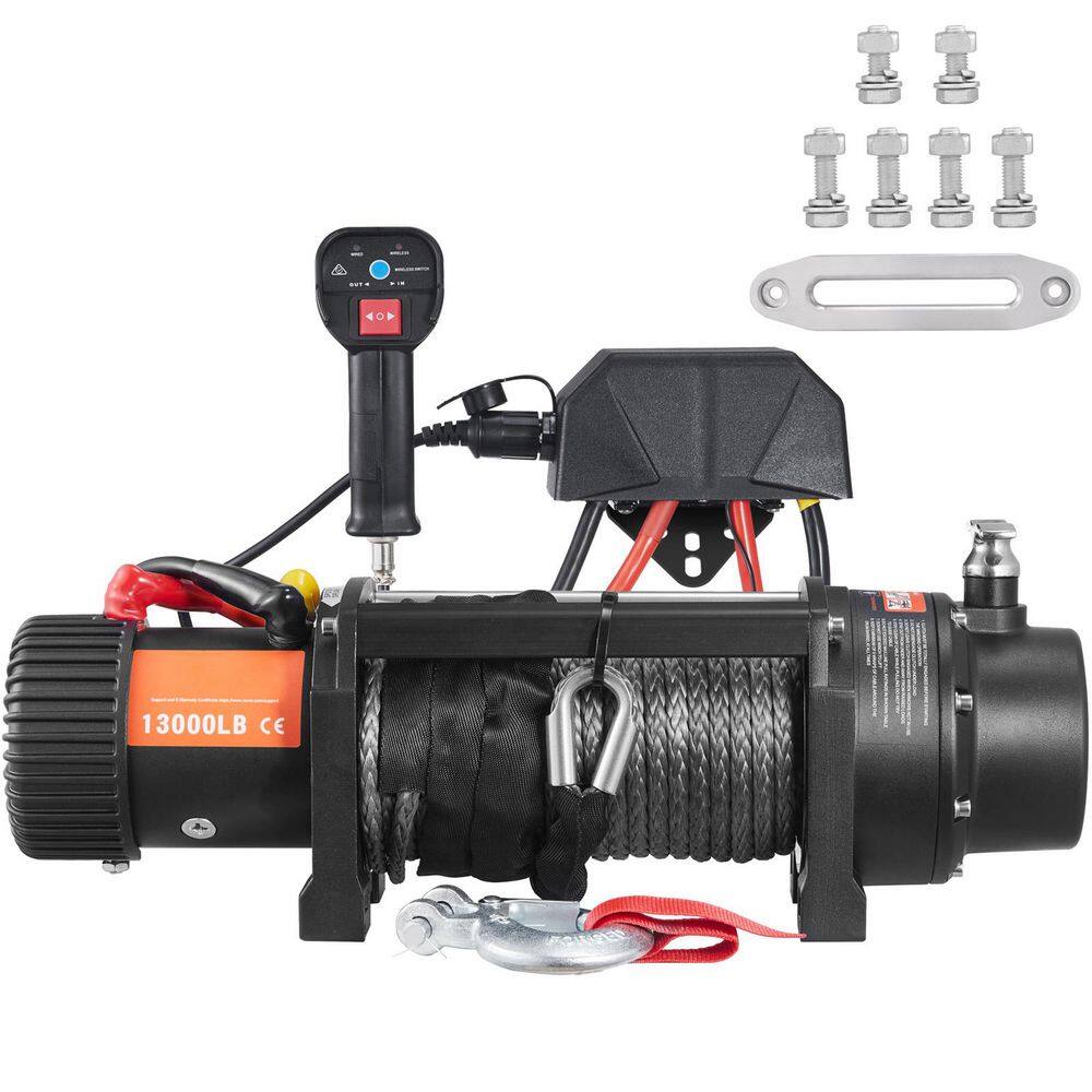 SKYSHALO Electric Winch, 12V Nylon Rope Winch, IP67 3/8 in. x 85 ft ...