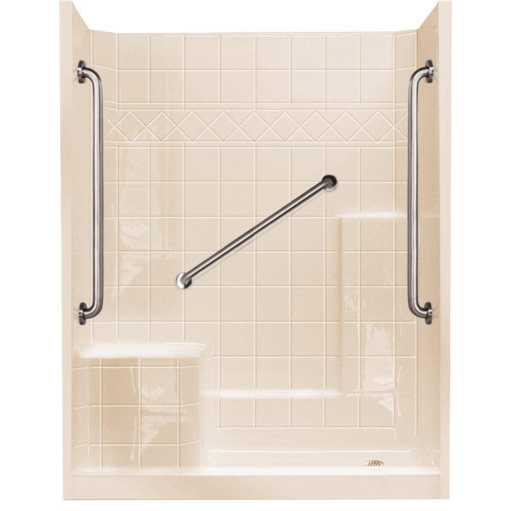 Ella 60 in. x 33 in. x 77 in. Standard Plus 36 Low Threshold 3-Piece ...