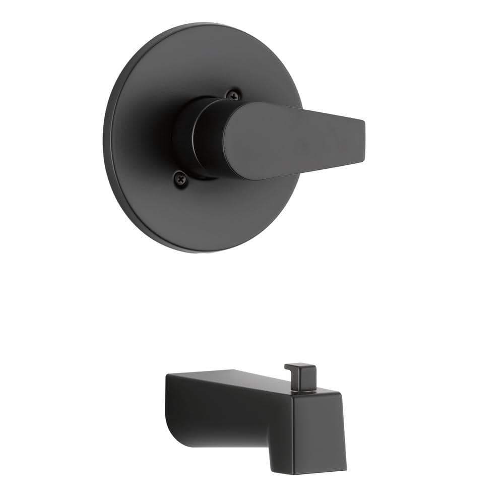 Peerless Xander 1-Handle Wall Mount Tub Trim Kit in Matte Black (Valve ...