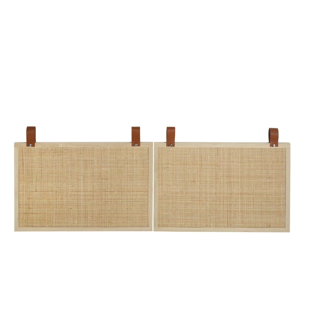 Angel Sar Natural Queen Headboard Wood Rattan Panel, Wall Mounted ...