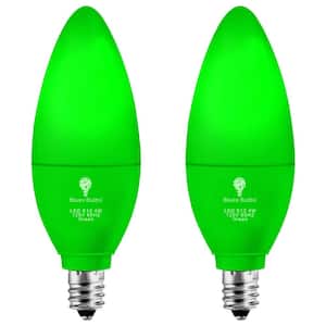 BLUEX BULBS 40-Watt Equivalent B11 Decorative LED Light Bulb in Green ...