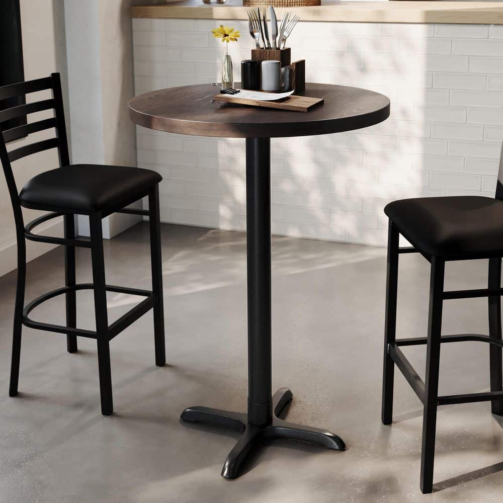 Carnegy Avenue Bennett 43.5 in. H Dark Brown Top/Black Base Round ...