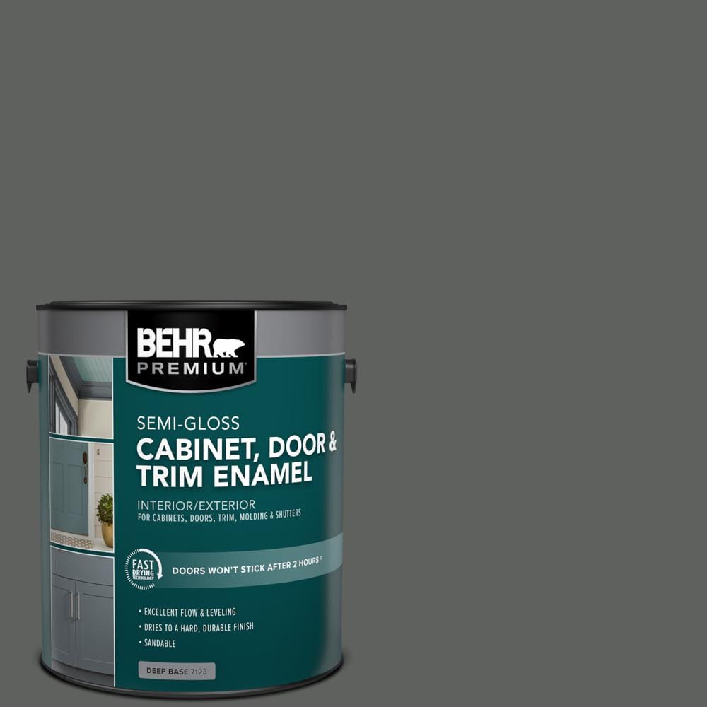 BEHR PREMIUM 1 gal. #N460-6 Hematite Semi-Gloss Enamel Interior ...