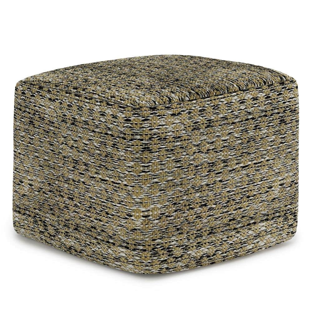 Simpli Home Janelle Multi Color Square Woven Outdoor/Indoor Pouf ...