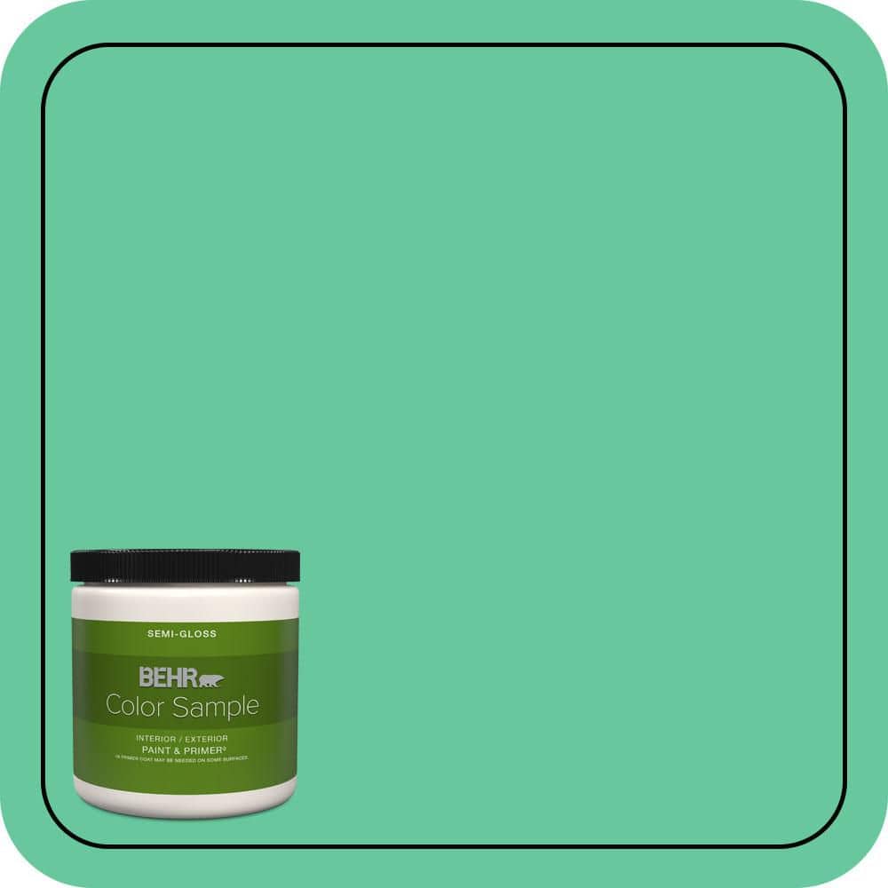 BEHR PREMIUM PLUS 8 oz. #470B-4 Intense Jade Semi-Gloss Interior ...
