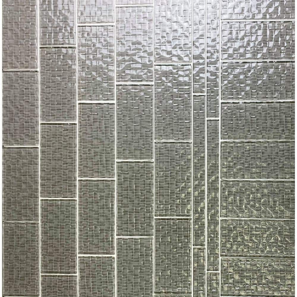ABOLOS Coastal Style Glossy Pebble Gray 3 in. x 6 in. Textured Glass ...