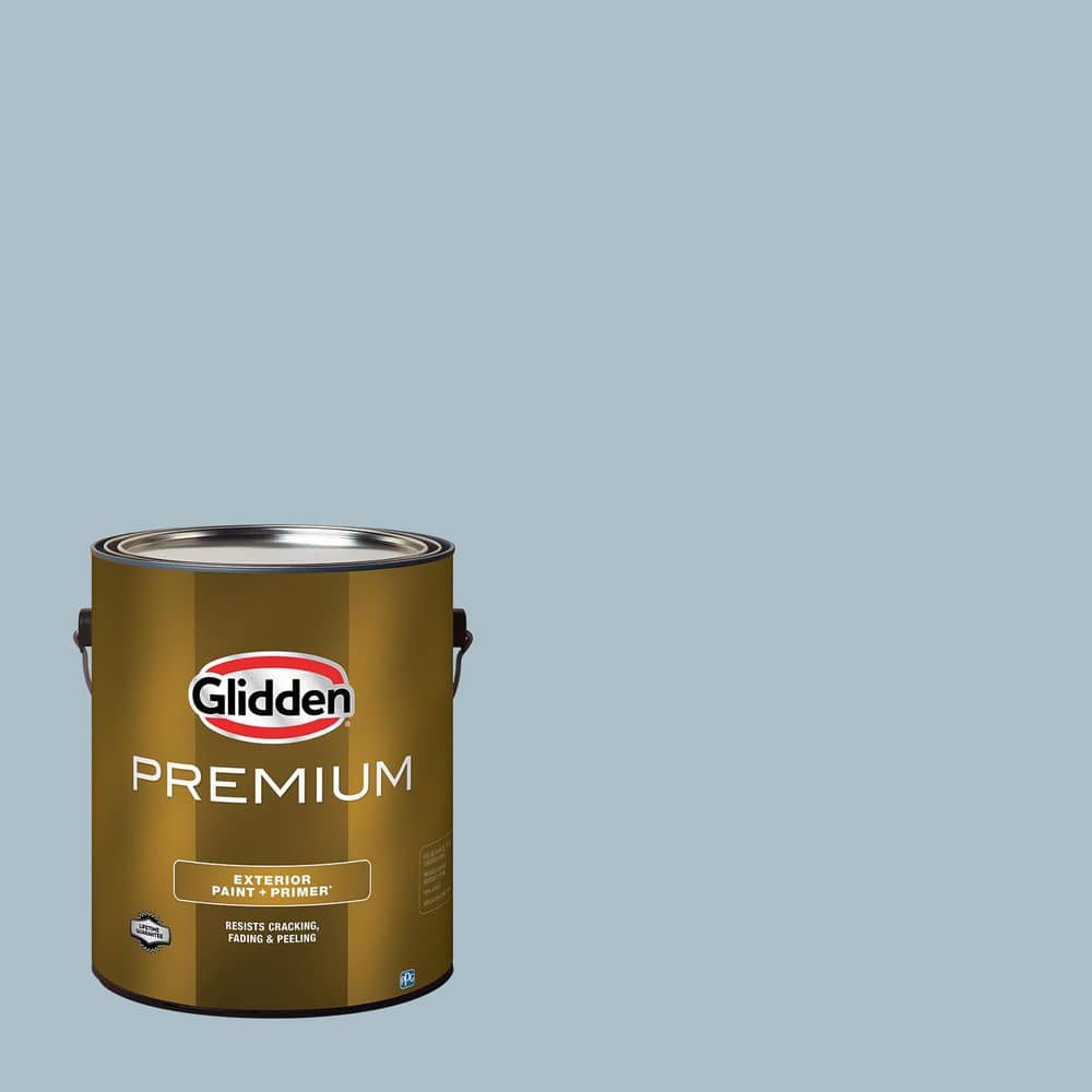 Glidden Premium 1 gal. PPG1153-4 Chambray Semi-Gloss Exterior Latex ...