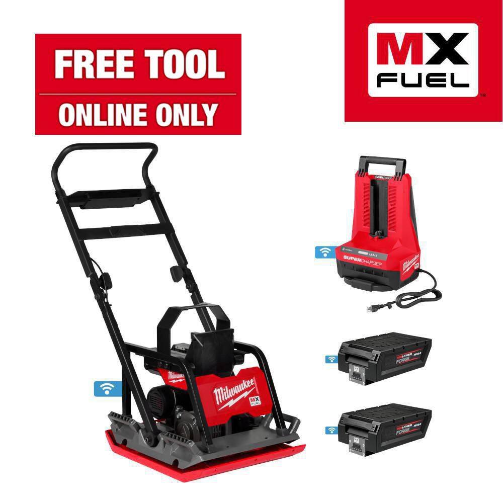 Milwaukee MX FUEL Lithium-Ion 20 in. Plate Compactor Kit with (2) FORGE ...