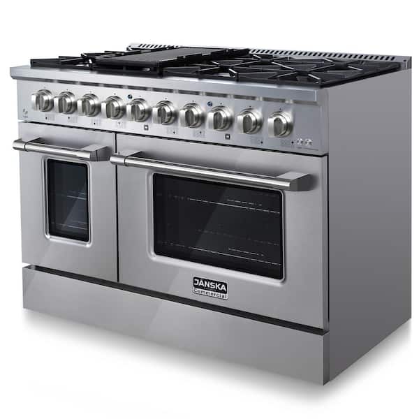 JANSKA 48 in. 6.7 Cu. Ft. Professional Freestanding Dual Fuel Range ...