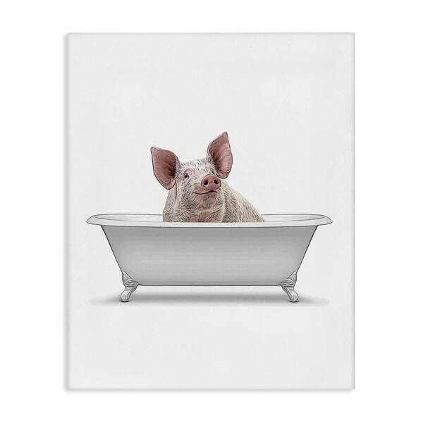Stupell Industries Traditional Pig in Bath by Annalisa Latella Unframed ...