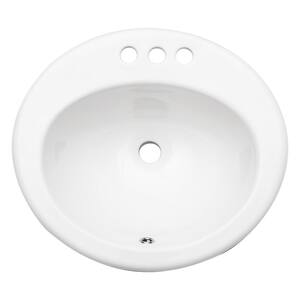 20 in. White Ceramic Oval Undermount Bathroom Sink with 3-Faucet Hole ...