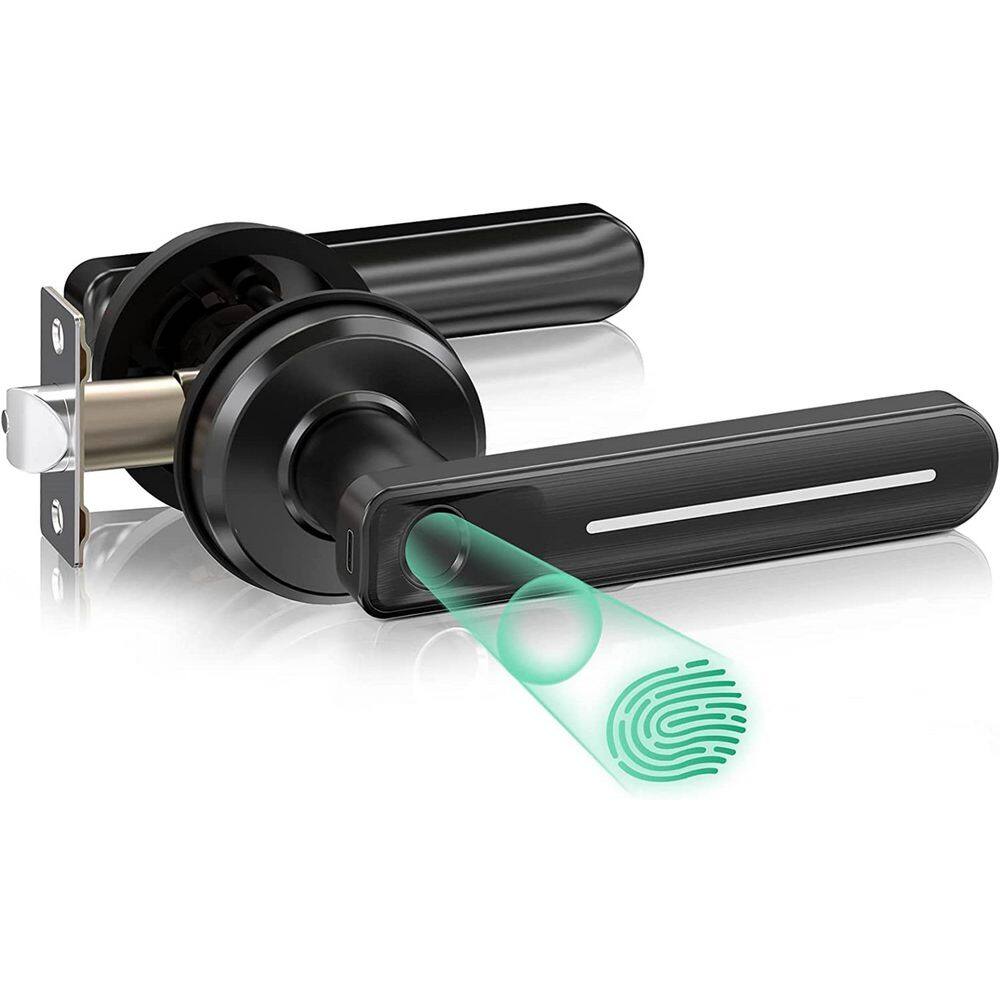 GEEKTALE Aluminum Black Keyless Entry Door Lever with Fingerprint L-B01 ...
