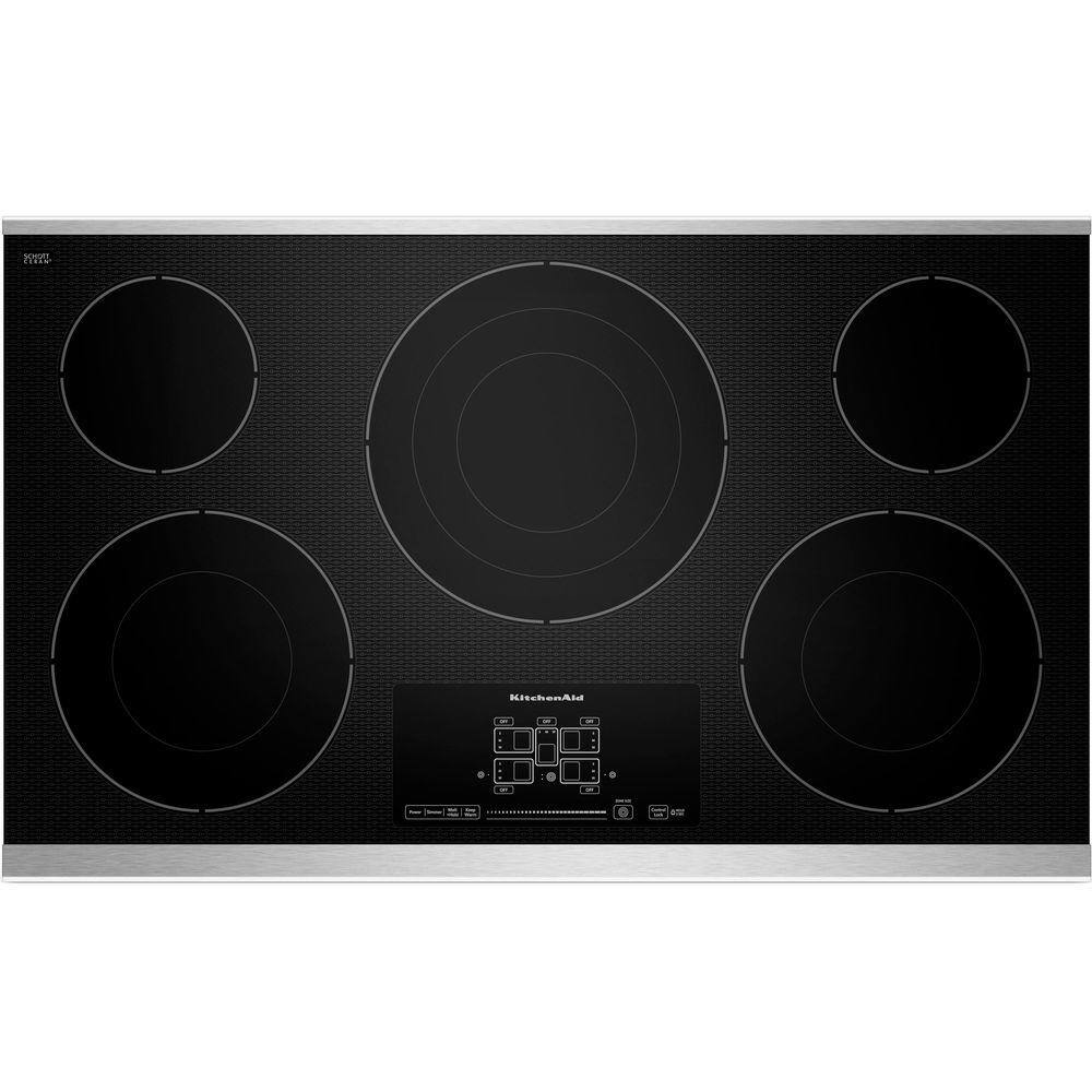 KitchenAid 36 in. Radiant Ceramic Glass Electric Cooktop, Stainless ...