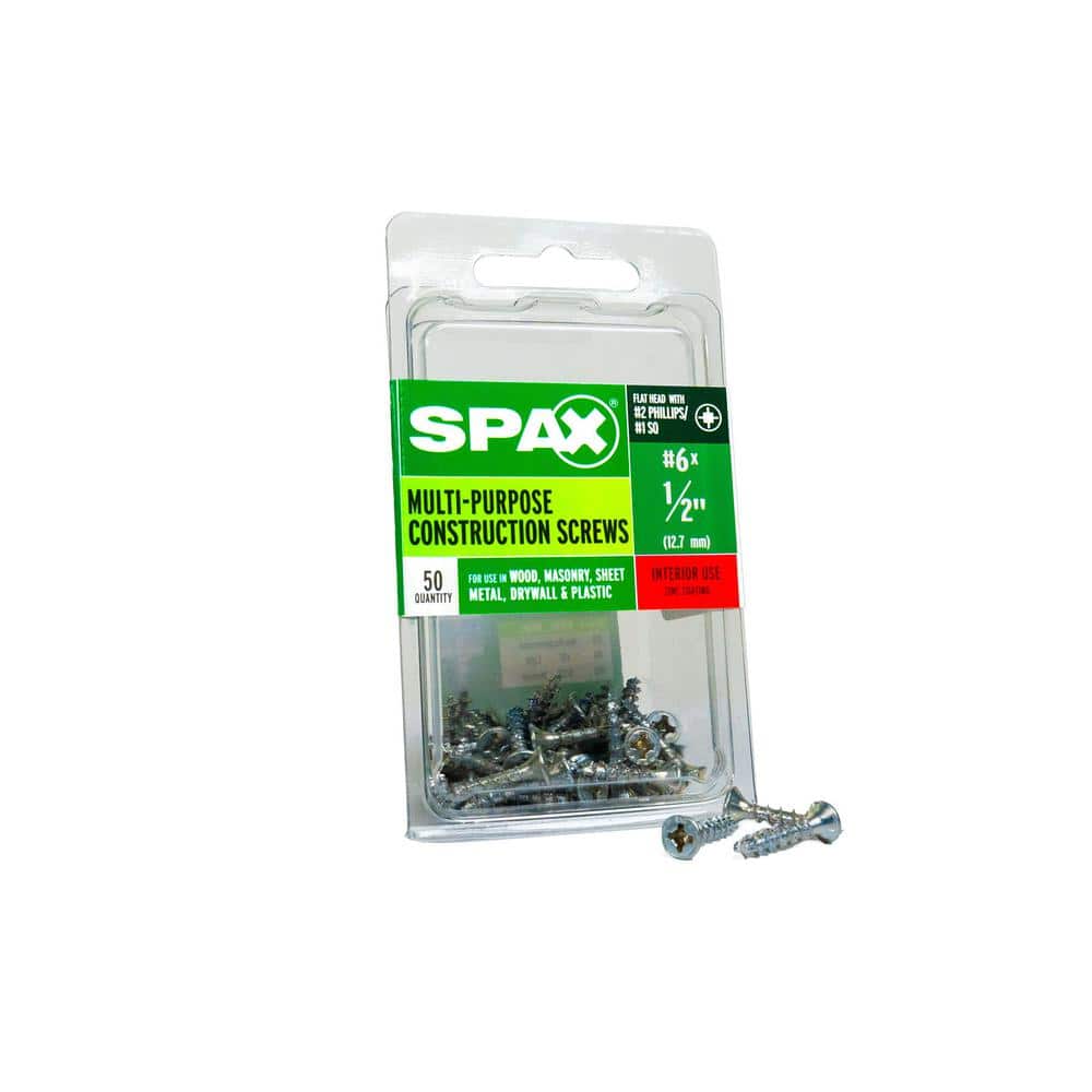 SPAX #6 x 1/2 in. Interior Flat Head Wood Screws Construction Phillips ...