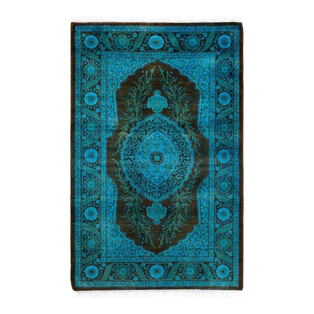 Chloe & Olivia Home Overdyed Blue 2 ft. 9 in. x 4 ft. 2 in. Wool Indoor ...