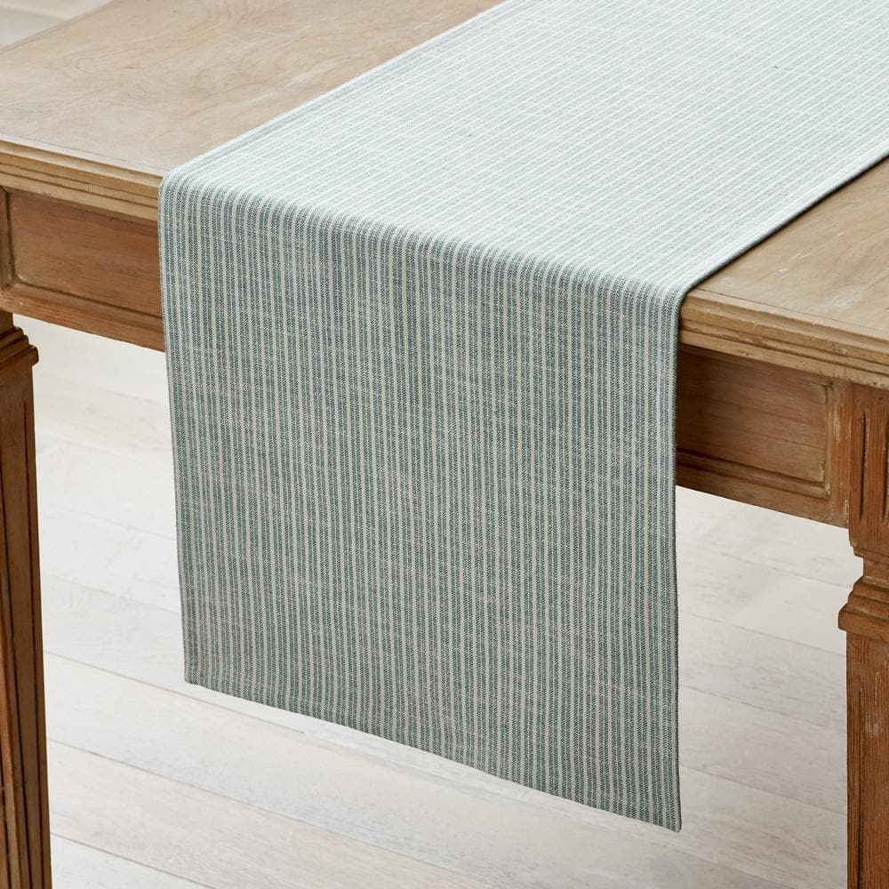 The Company Store Textured Stripe Yard-Dyed 16 in. x 90 in. Teal Blue ...