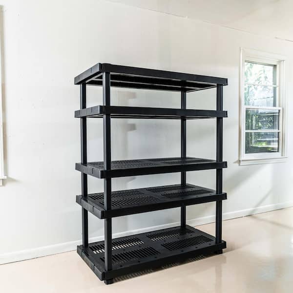 HDX 5 Tier Plastic Adjustable Garage Storage Shelving Unit in Black (48 ...
