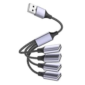 Lukyamzn USB Splitter Cable 1 in 2 Out 1 ft. USB 2.0 Male to Dual ...