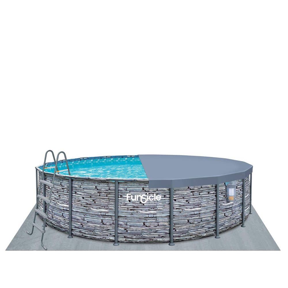 Funsicle Oasis Designer 18 ft. Round 48 in. Deep Metal Frame Above ...