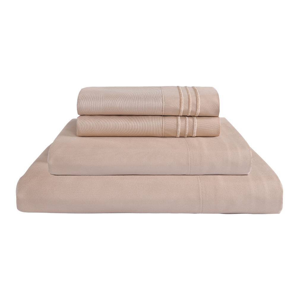 JML 3 Piece Beige Microfiber Twin Bed Sheet Set BSS4-E-Beige-T - The ...