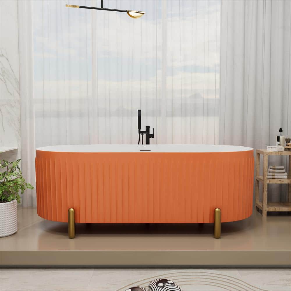 Mokleba 67 in. x 31 in. Acrylic Flat Bottom Soaking Bathtub Non ...