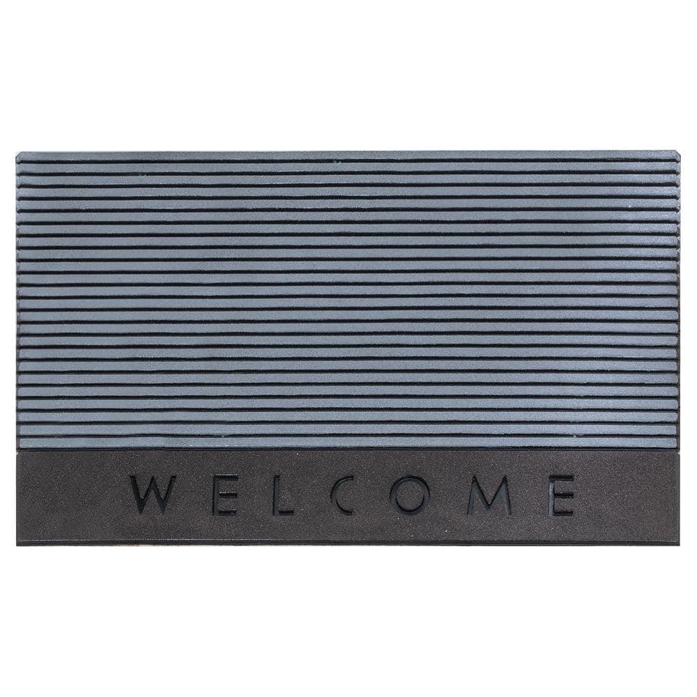 Ottomanson DirtOff Welcome/Stripes Design Gray 18 in. x 30 in. Scraper ...