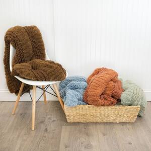 DONNA SHARP Plush Knit Ivory Polyester Throw Blanket Y00122 - The Home ...