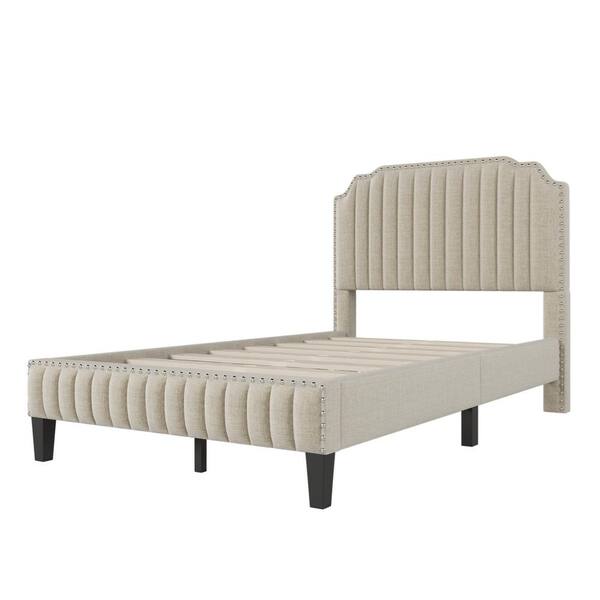 58 in. W Gray Full Size Upholstered Platform Bed Frame with A Hydraulic Storage SystemLift Up Storage Bed with Headboard